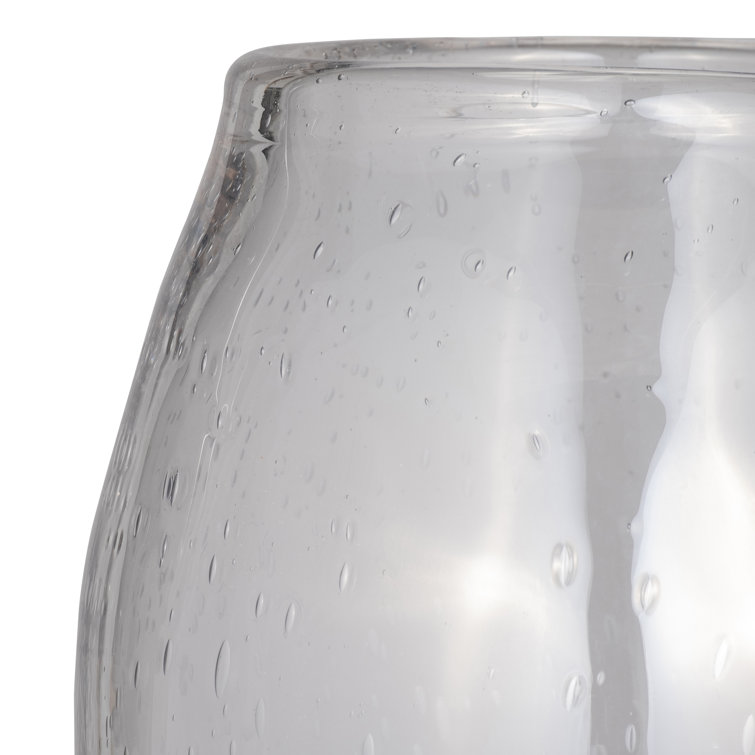 Rosecliff Heights Brodan Glass Floor Vase - Contemporary Clear Bubble Glassware - Decorative ...